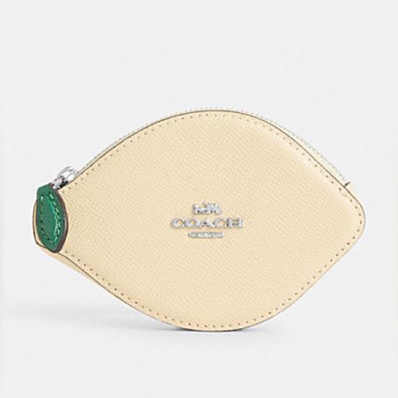 Coach | Bags | Coach Lemon Coin Case Cream And Green | Poshmark